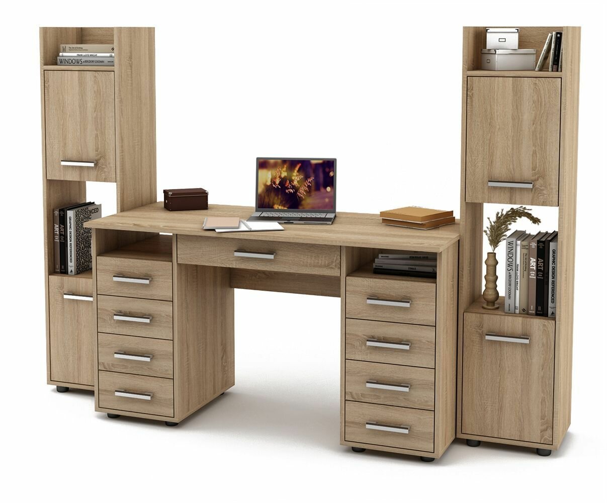 Стол письменный, компьютерный и стеллажи Остин (Ливерпуль) 6Я дуб сонома