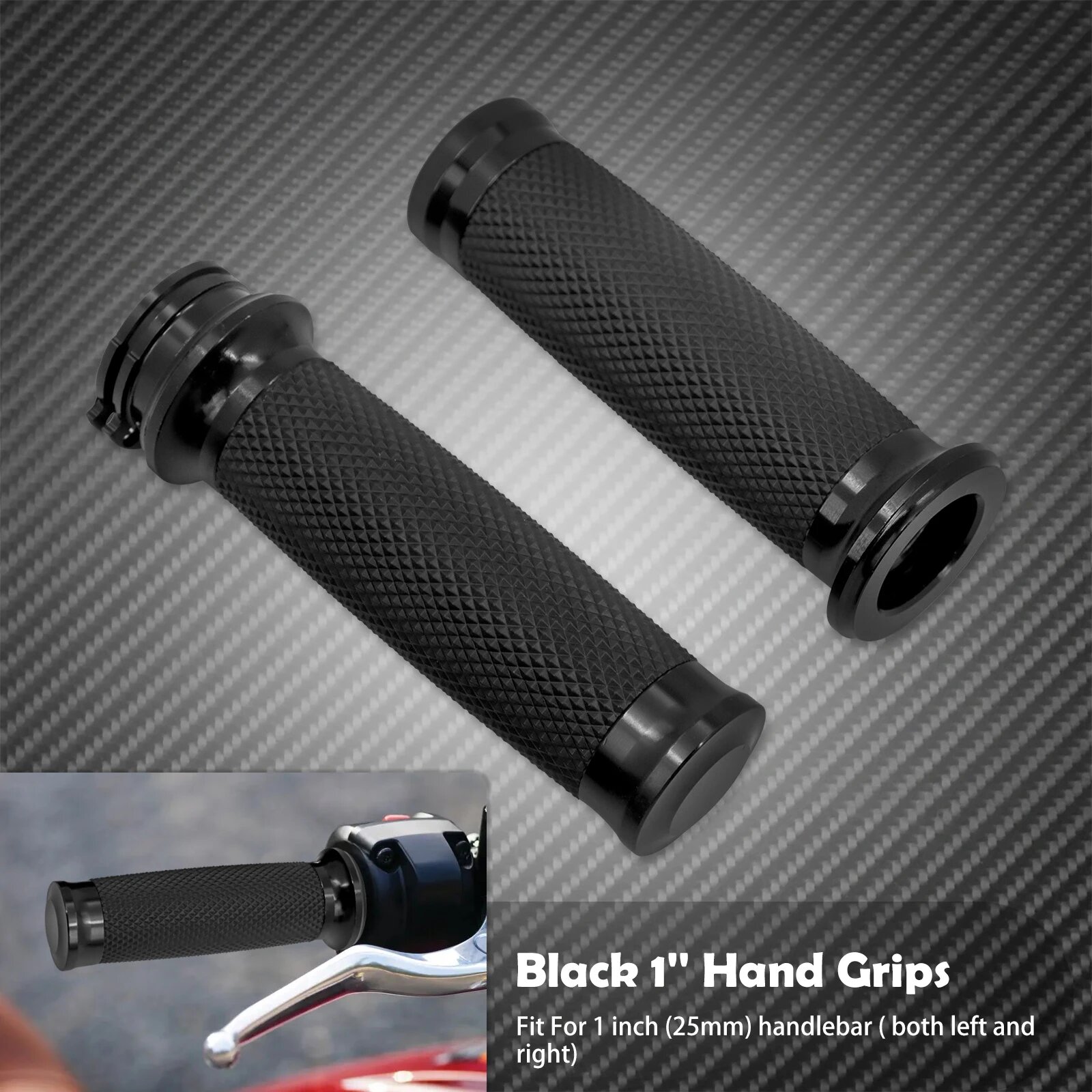 MACTIONS Мотоцикл грипсы 1 "25-миллиметровые черные ручные рукоятки для Черный, Black Hand Grips