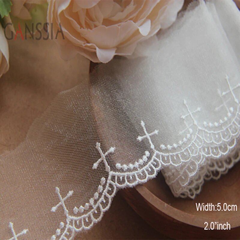 Ширина: 5 см (2 дюйма), лаконичные стильные кружева с крестообразным дизайном, качественные сетчатые кружева для обрезки швейных аксессуаров своими руками (SS-2489)
