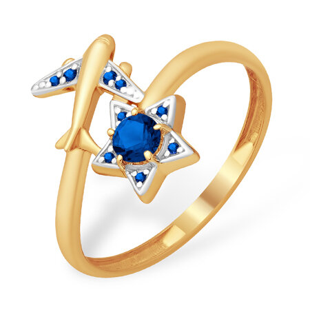 Кольцо, красное золото, 585 проба, родирование, фианит