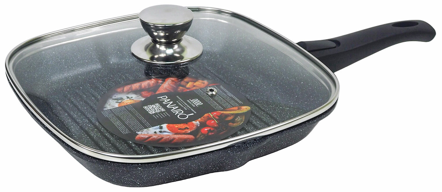 Сковорода-гриль с крышкой и съемной ручкой Panairo Raitens induction, 27х27см (Rai-GRIL-27-Srus-K. Chr-I)
