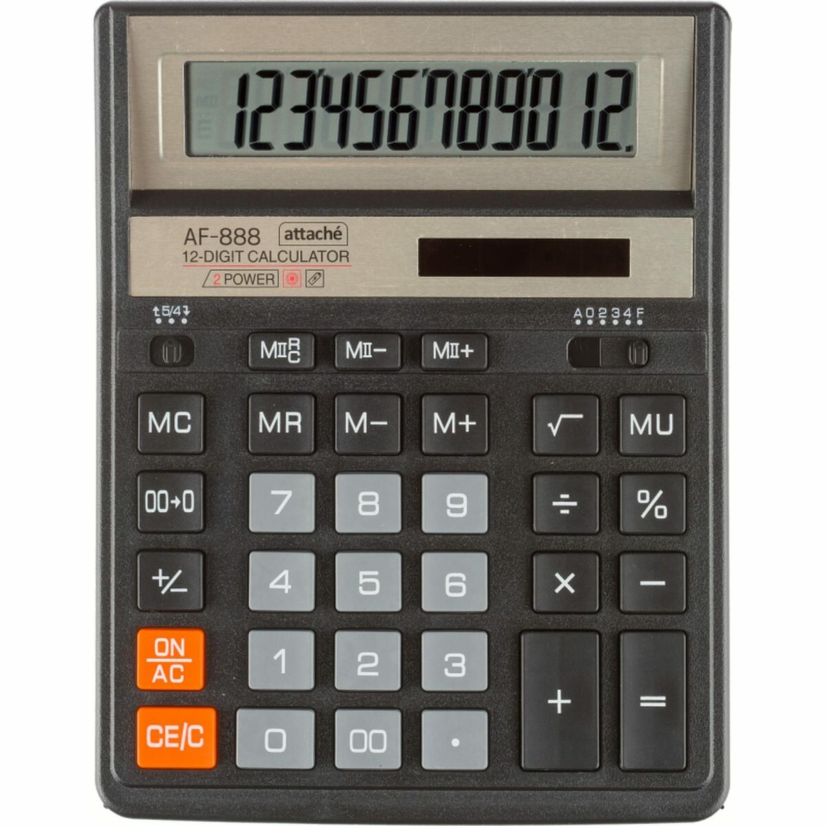 Калькулятор настольный Attache ASF-888, 12-разрядный, черный, 204x158x40мм (1550711), 30шт.