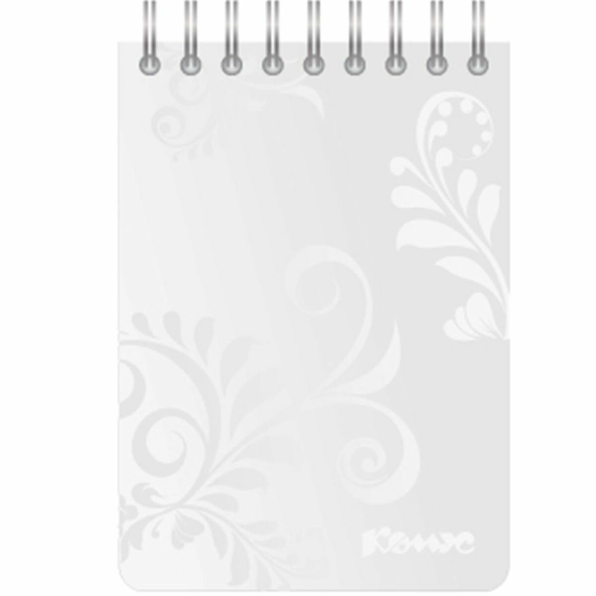 Блокнот 50л, А7 Комус Русская серия, клетка, спираль, белый (326336)