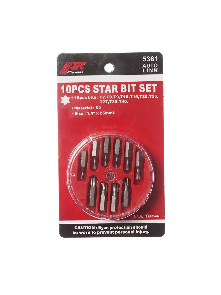 Набор бит 1/4 TORX Т7-Т40 10 предметов JTC-5361