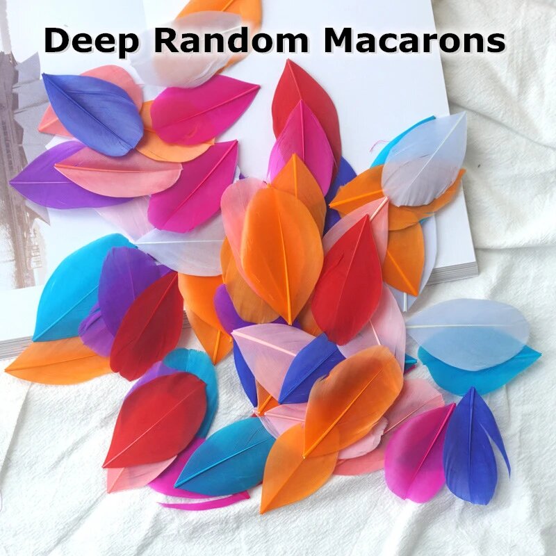 Перья гусиные, 100шт, 5-8 см, dark rainbow