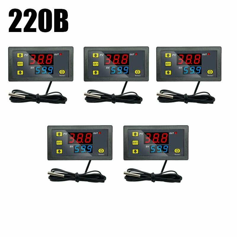 5 шт. Терморегулятор термостат с датчиком 220V универсальный для инкубатора, погреба, коптильни, для теплого пола