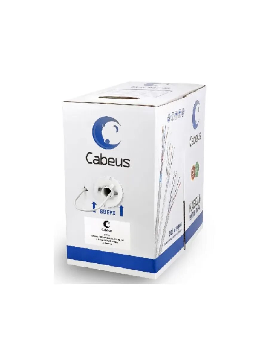 Кабель витая пара F/UTP 5e кат. 4 пары Cabeus FTP-4P-Cat.5e-SOLID-LSZH-GY