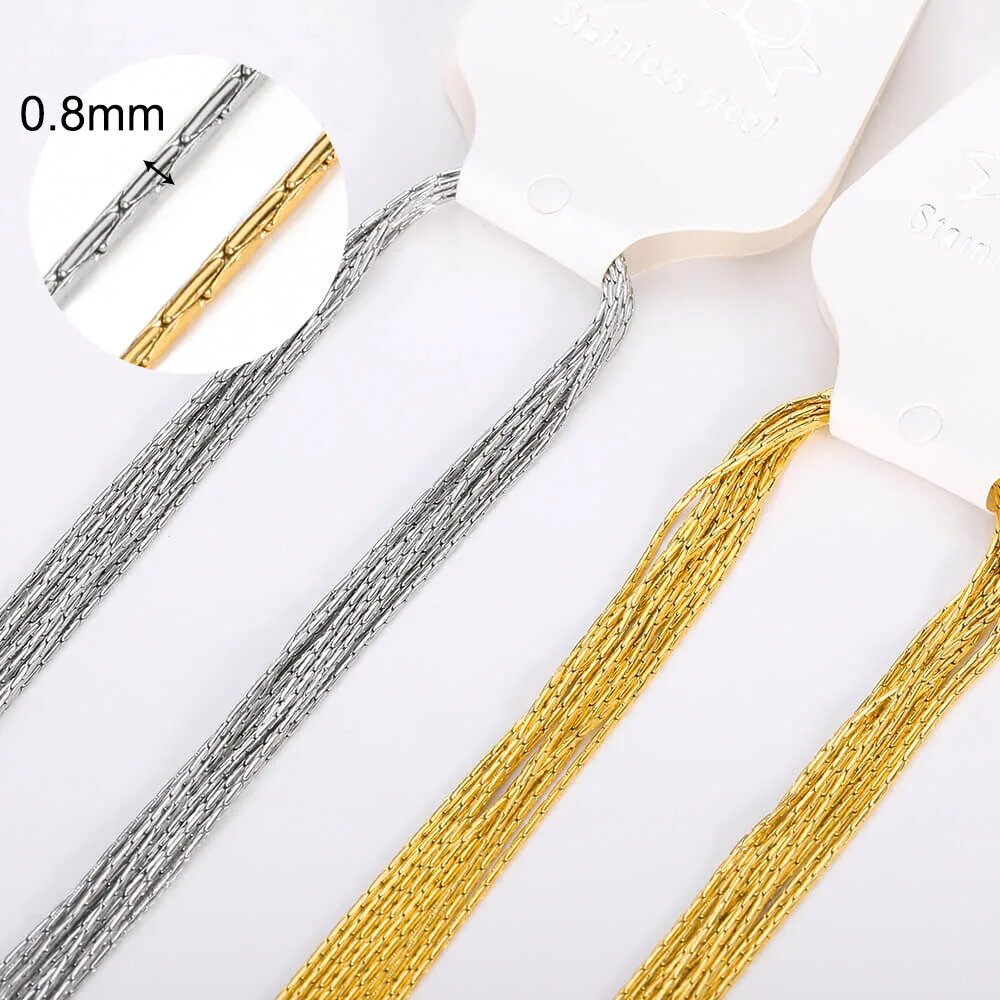 Ожерелья из нержавеющей стали, 10 шт, Gold-color, LT339-40plus5cm