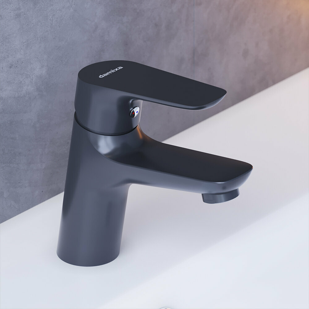 Смеситель для раковины Damixa Aspen, черный, излив 117 мм, керамический картридж Light Flow