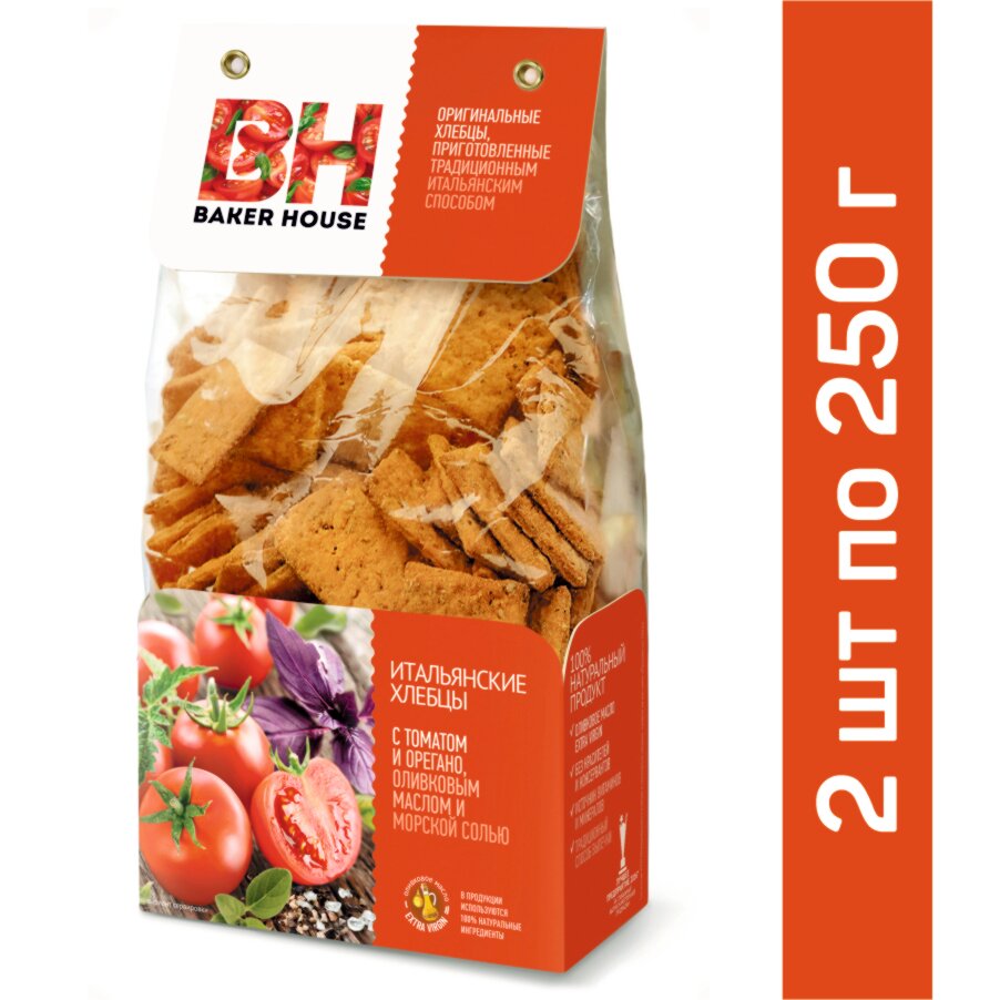 Хлебцы итальянские с томатом и орегано 250г х 2шт Baker House