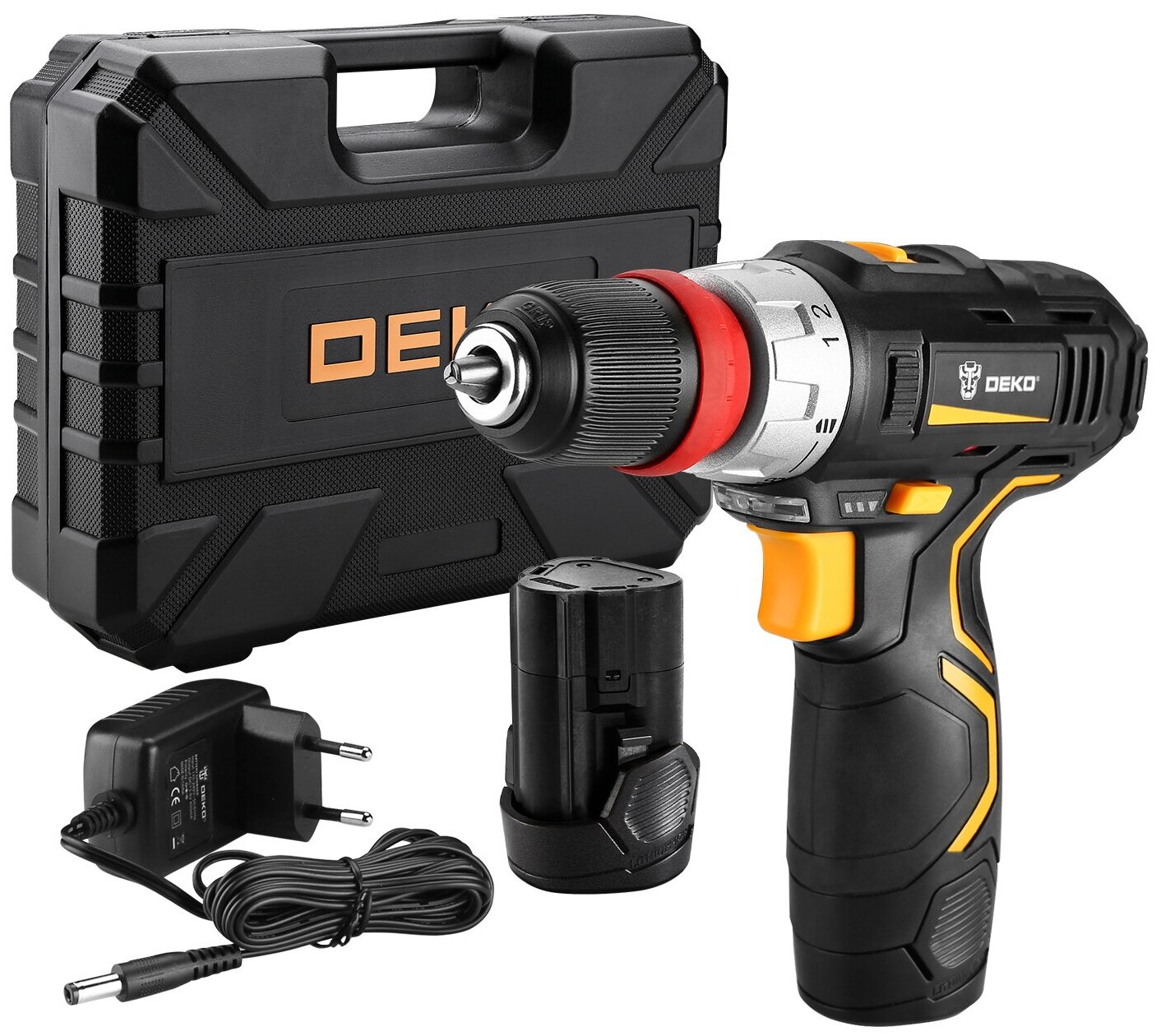 Аккумуляторная дрель-шуруповерт DEKO GCD12DU3 Li-Ion в кейсе со съемным патроном, 32 Нм, 2 аккумулятора*1,5 Ач, з/у
