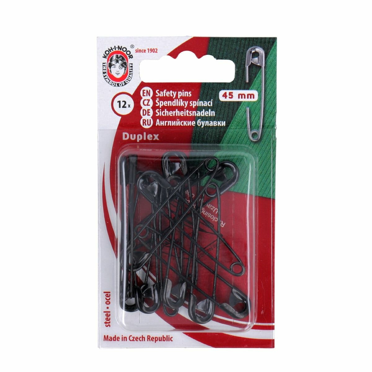 Булавки KOH-I-NOOR Английские, 45 мм, черные, в блистере, 12 шт (55 (5110 №2-1/2))