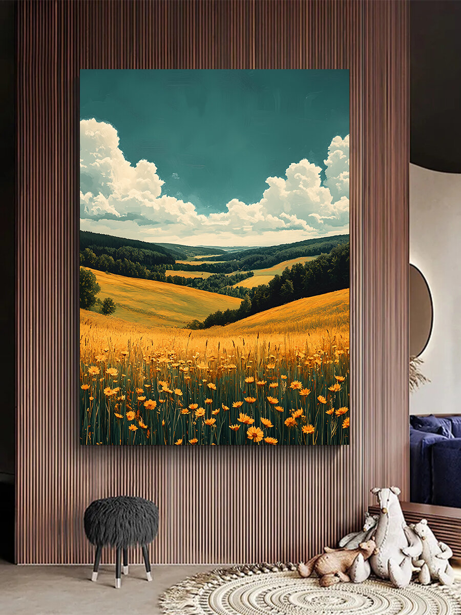 Пейзаж / природа, картина лес / река, 20х30 см, горы, море