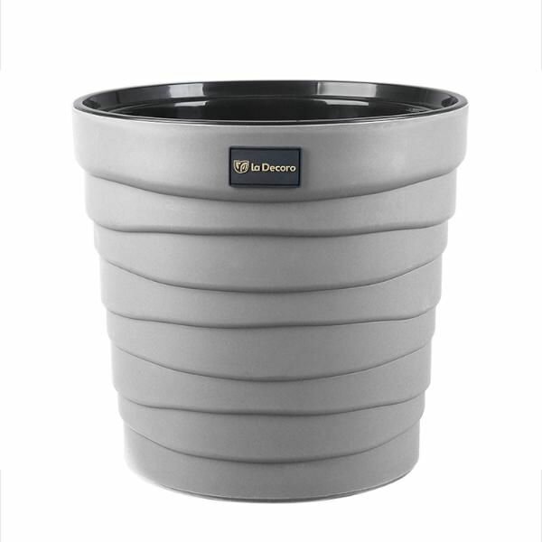 Кашпо ВМС "Бархан", со вставкой, 7,5 л, цвет Серый жемчуг