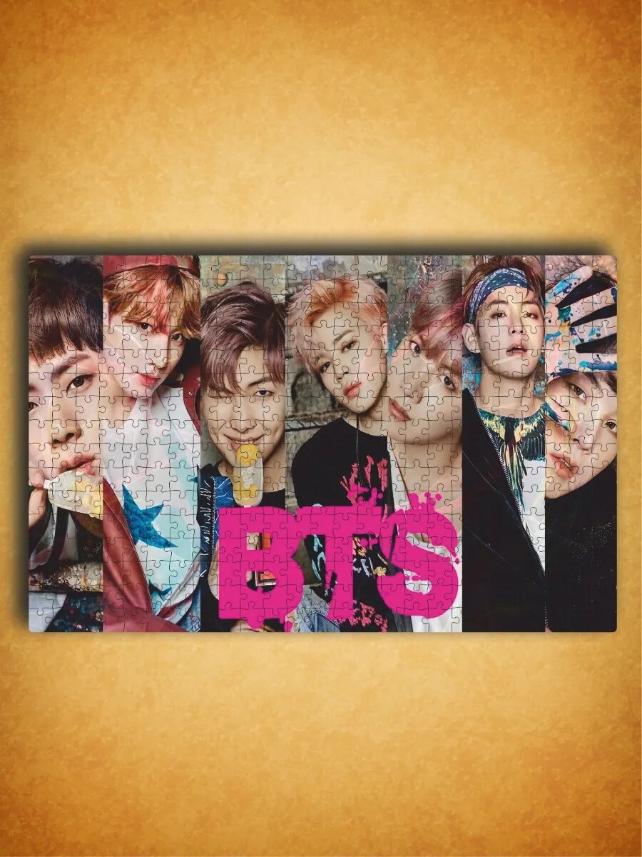 Деревянный пазл в подарок "Кей-поп группа BTS"