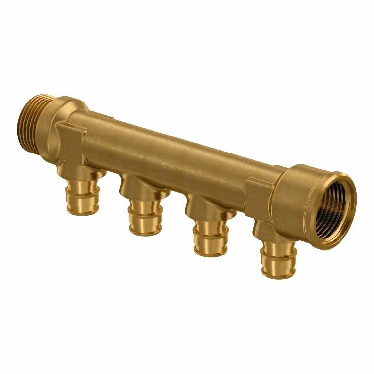 Коллектор для PE-X на 4 выхода 3/4" Вн. Р/Нар. Р Дн16 штуцер Q&E , латунь Uponor арт. 1023029 (1023166)