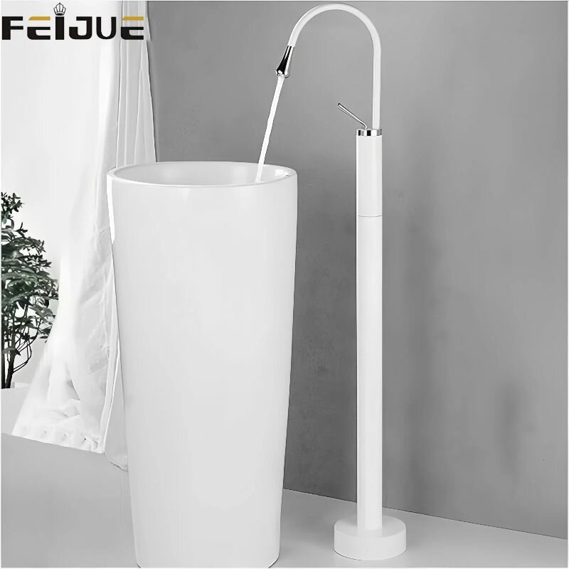 Напольный смеситель для ванны, Смеситель для раковины, латунь, белый