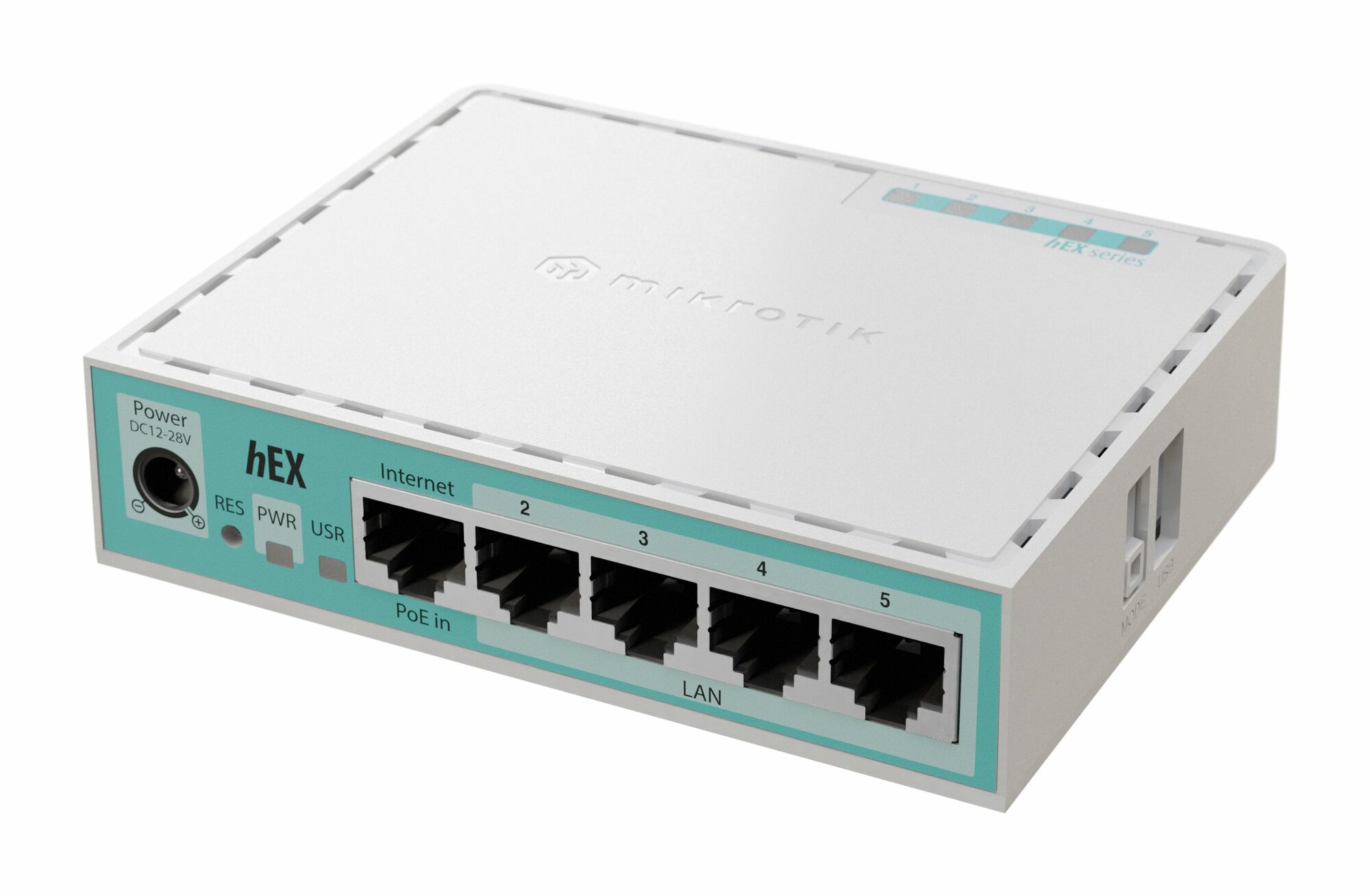 Роутер MikroTik hEX refresh E50UG гигабитный, 4xRJ45 1Гбит/с, 1xRJ45+PoE IN, 1xUSB