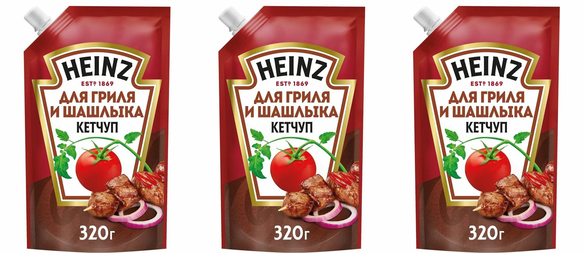 Кетчуп Heinz для гриля и шашлыка, томатный, 320 г х 3 шт