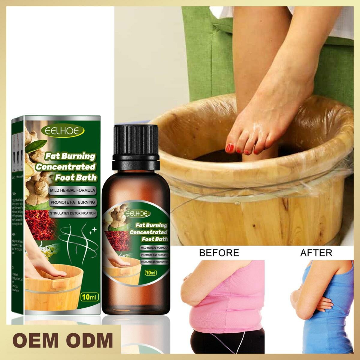 Имбирь Сжигание жира Похудение Конденсированная ванна для ног Dredge Лимфоидный травяной лосьон для ног Боли и снятие ст
