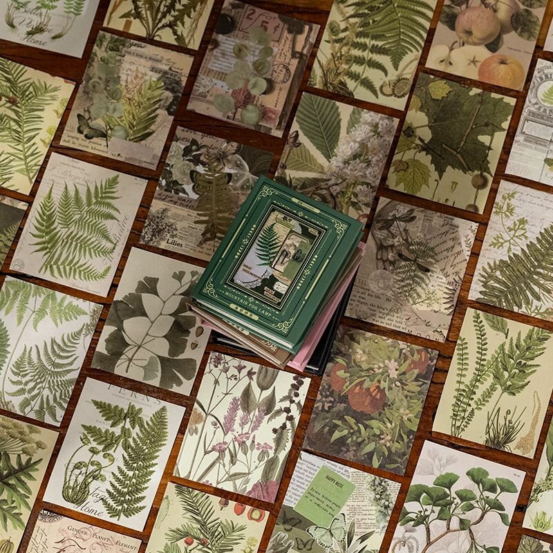 Бумага для скрапбукинга, Mr.paper, 60 листов , Ретро растительная тематика, можно использовать для декоративных коллажей, фоновых стен, креативных DIY