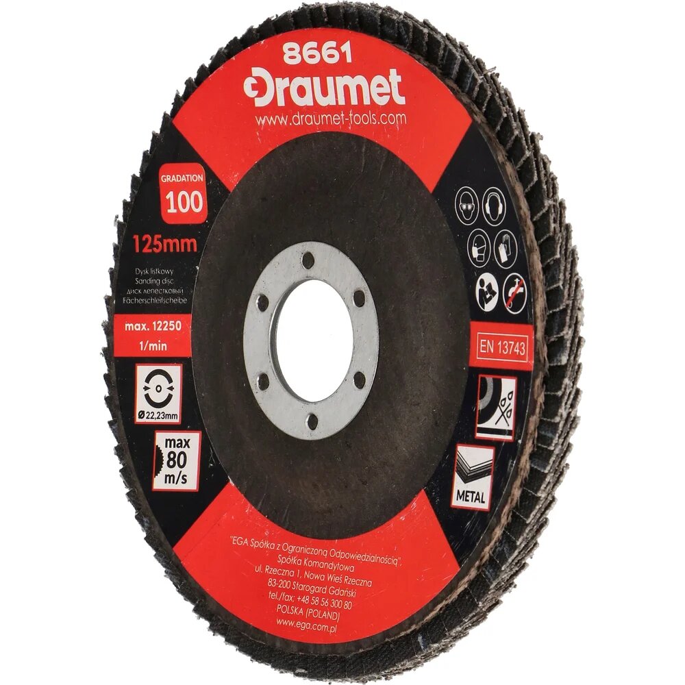 DRAUMET Диск лепестковый 125 мм Р100 8661/ D219-04