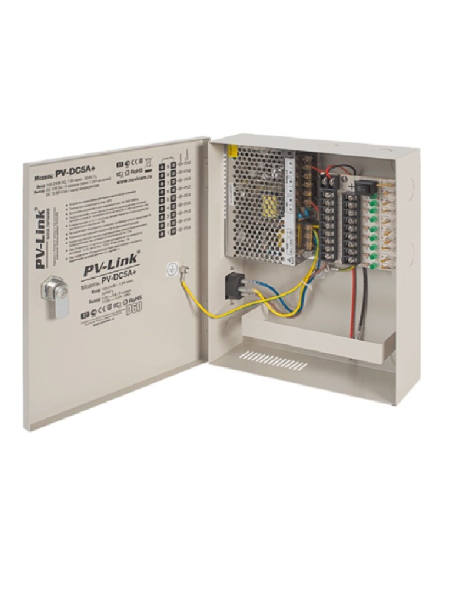 Блок бесперебойного питания PV-Link, PV-DC5A+, 12В, 5А, металлический, с АКБ