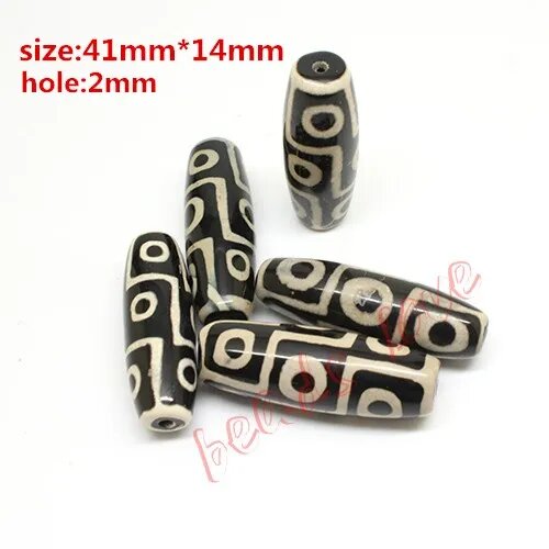 Тибетские мистические Дзи бусины зелёные глаза 8x12 мм GMB724 2pcs black