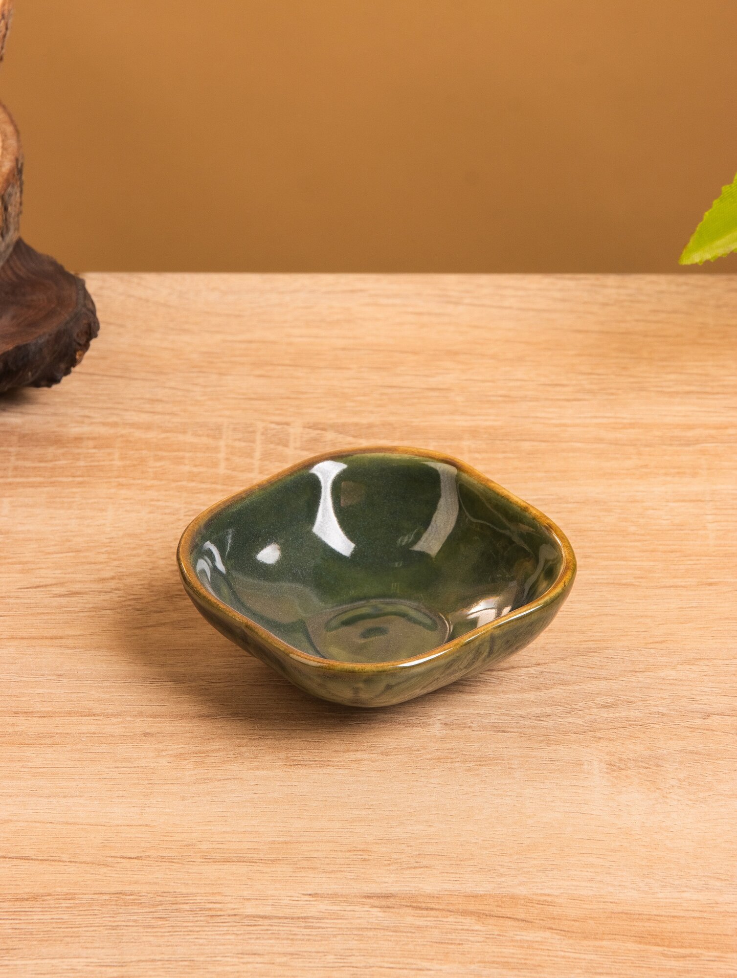 Соусник «Органика», 7.5×7.5×3 см, керамика, зелёный