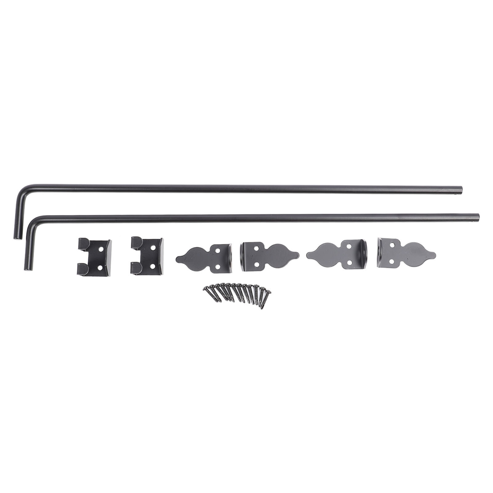 24in 2pcs Сверхмощные Ворота Опускной Стержень Фурнитура Ворота Двери Пробка для Дерева Металлические Заборы Ворота Двойные Двери Сталь Черный