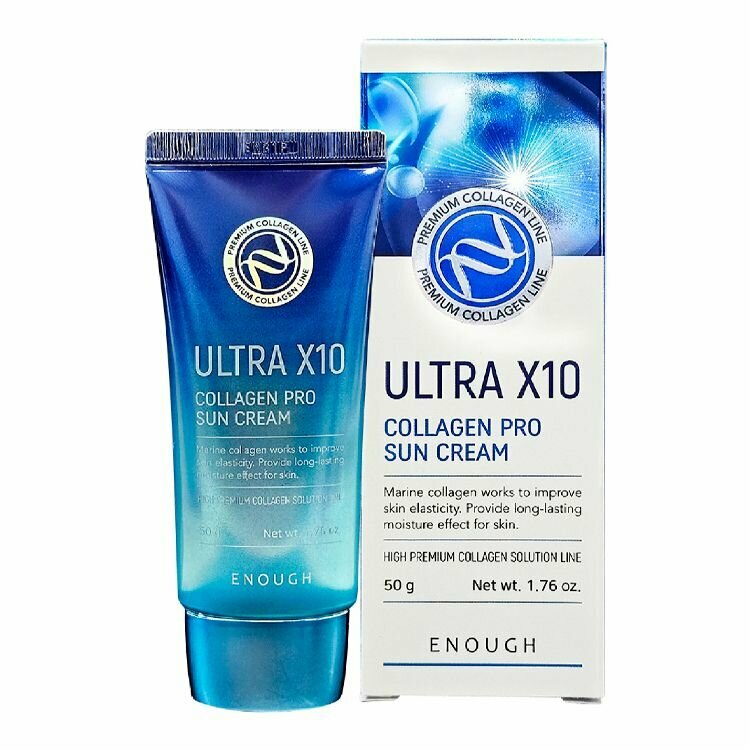 Enough Ultra X10 Collagen Pro Sun Cream SPF 50/PА+++ крем для лица солнцезащитный с морским коллагеном (50мл.)