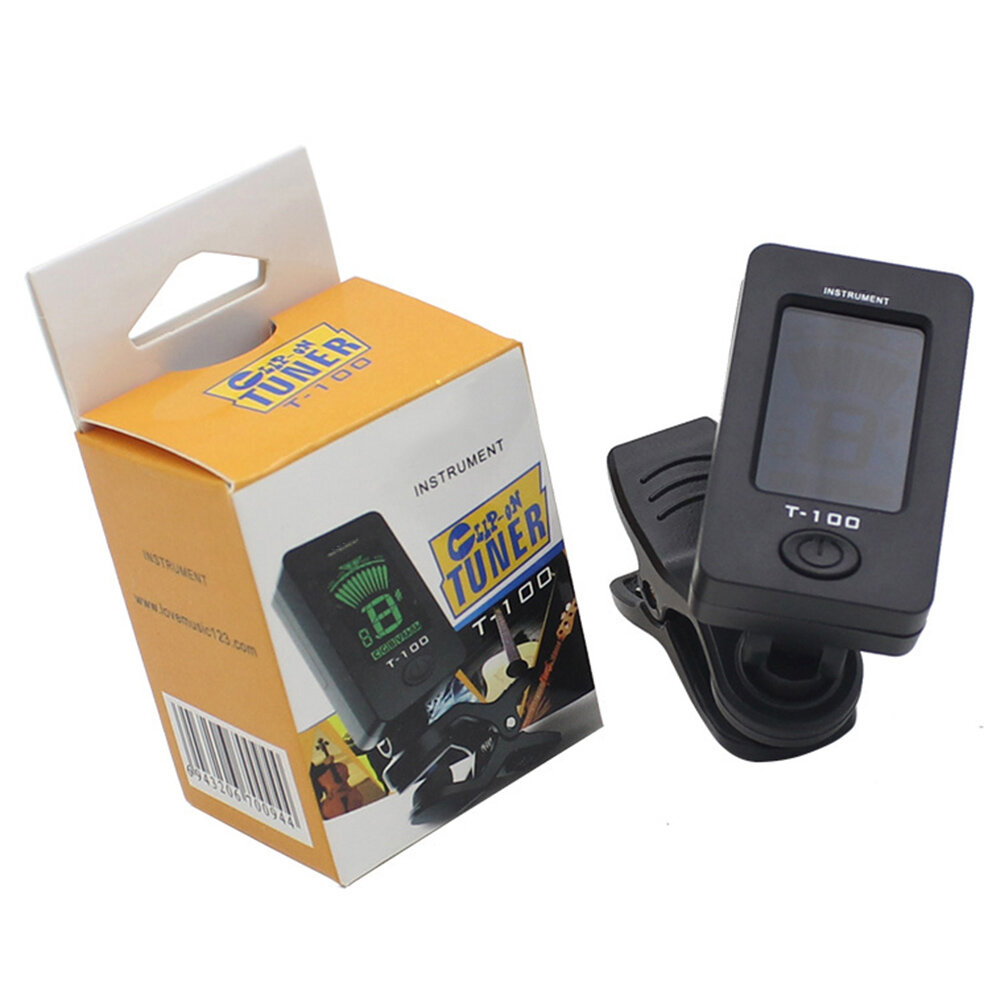 IRIN T-100 Электронный тюнер-прищепка для хроматической гитары, бас-скрипки, укулеле