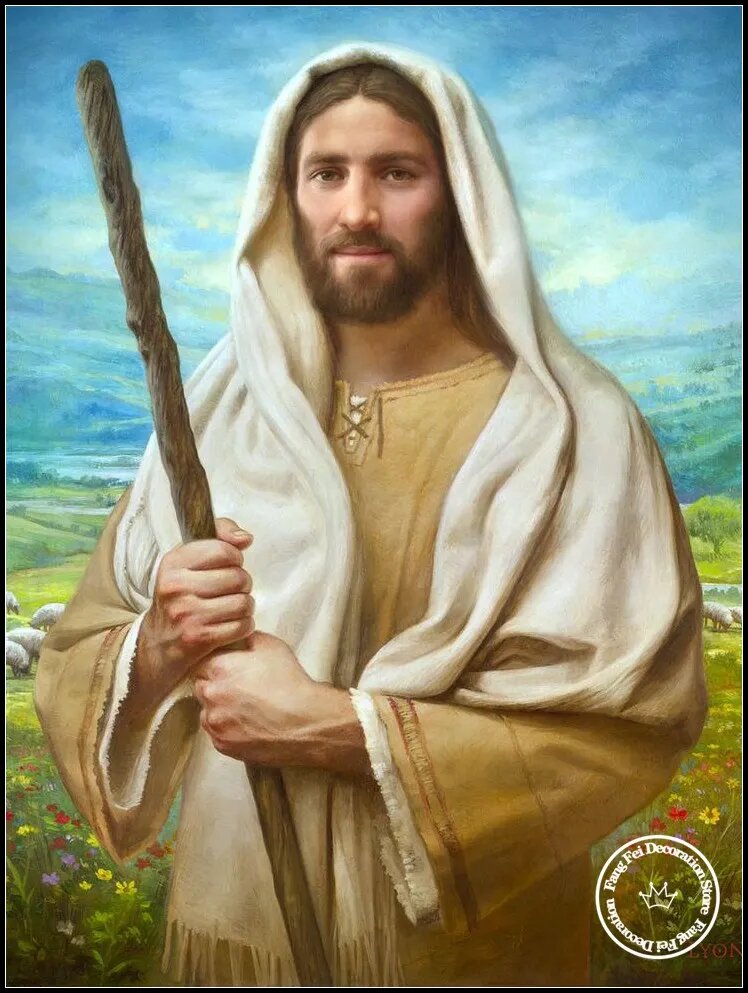 Алмазная мозаика на подрамнике "Портрет Иисуса" круглые бриллианты 40х50см