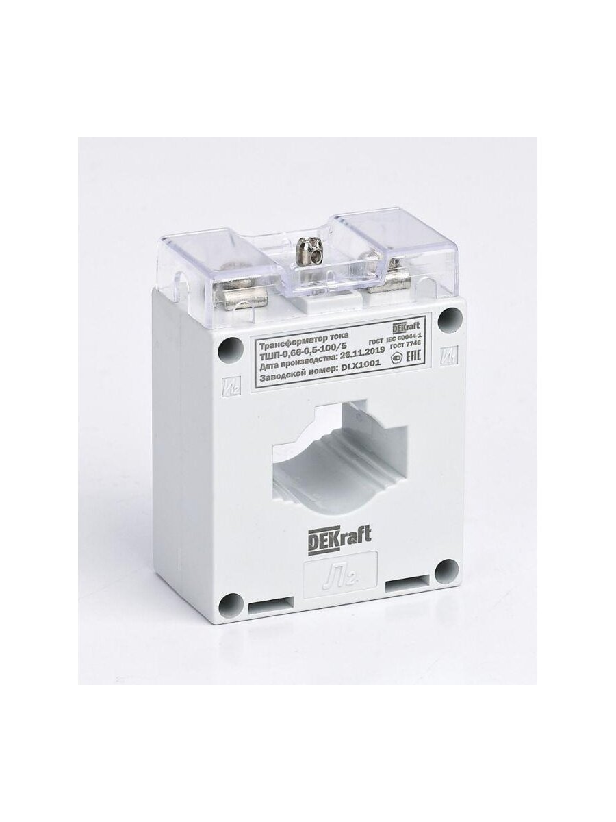 Трансформатор тока ТШП-0.66 250/5А кл. точн. 0.5 5В. А d30мм DEKraft 50137DEK