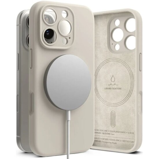 Чехол Ringke SILICONE MAGNETIC MAGSAFE для Apple iPhone 16 PRO, серый