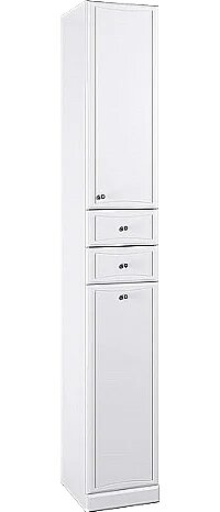 Шкаф-пенал для ванной Aqwella Барселона П3/2 напольный, 30 см, белый, с ящиком, с дверками, фурнитура хром, из МДФ