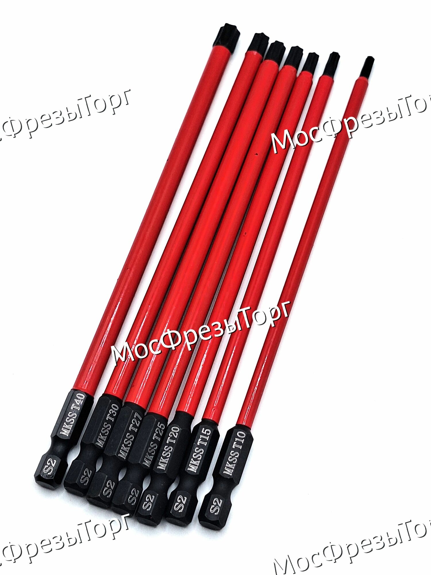 Биты TORX ассорти (Т10H, Т15H, Т20H, Т25H, Т27H, Т30H, Т40H) x 150 мм, MKSS звездочка с отверстием
