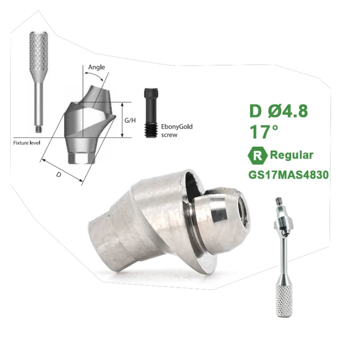 Титановое основание JIN GUANG 17° D Ø4.8 Regular GS17MAS4830
