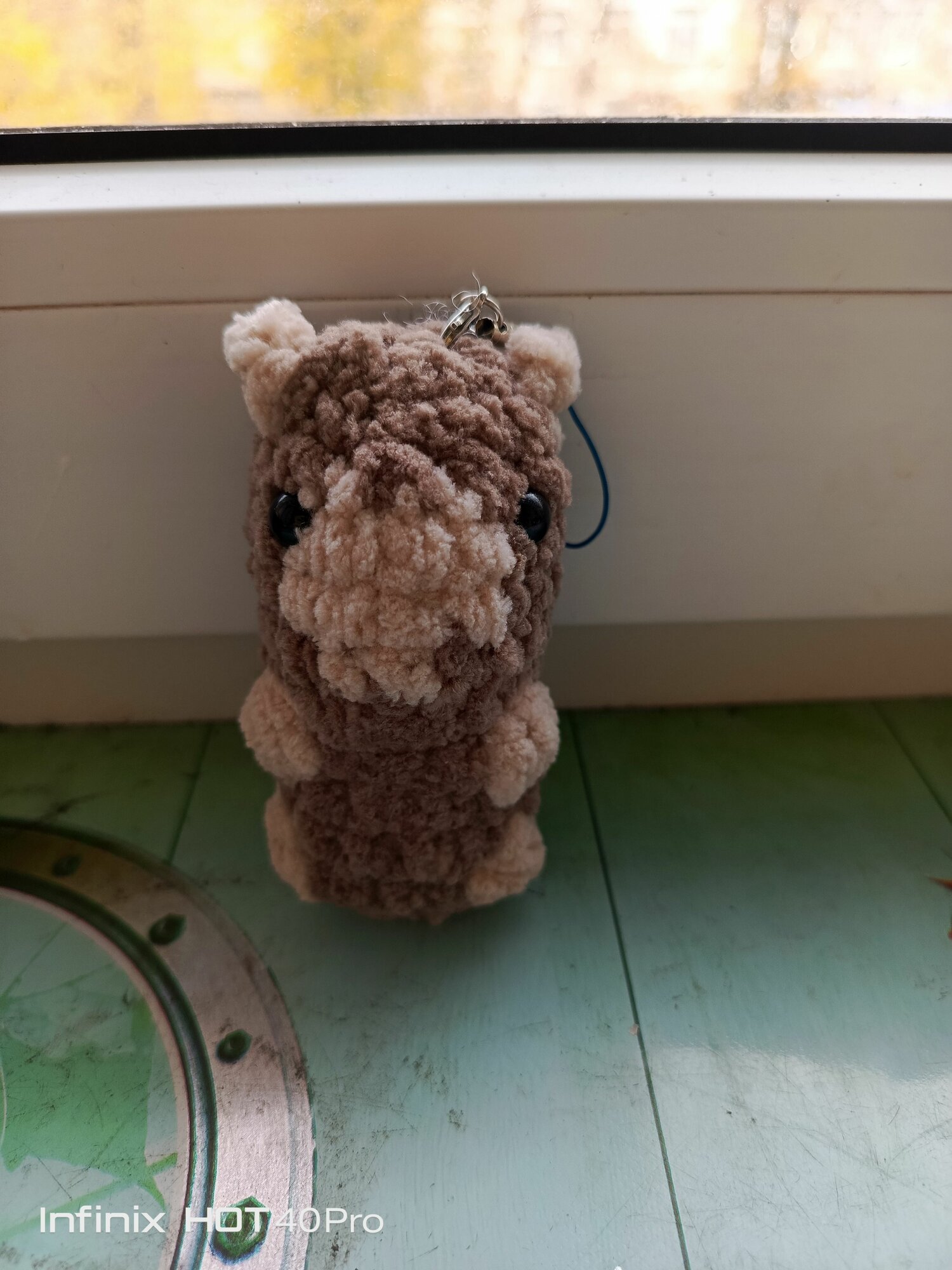 Игрушка-брелок, мягкая, ручная работа, капибара, коричневый/бежевый,