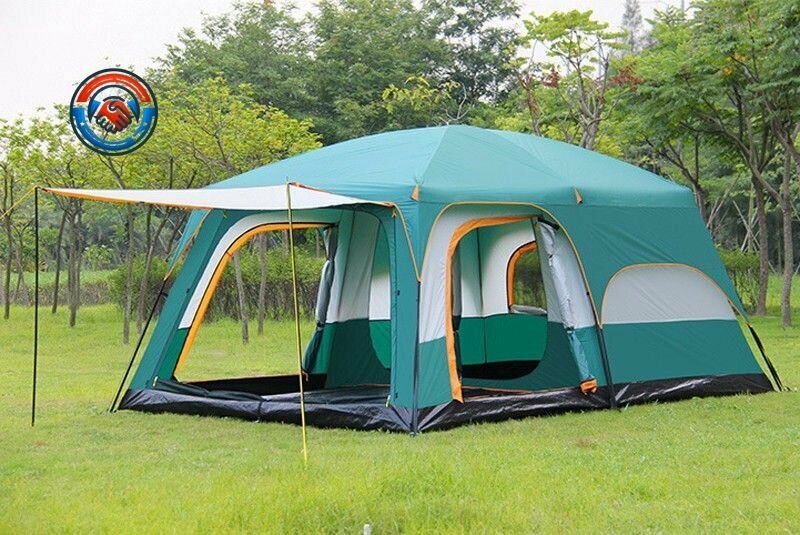 Большая кемпинговая палатка Nature camping 096 на 4-12 человек, трёхвходная водостойкая туристическая палатка для отдыха на природе, походов и семейного кемпинга