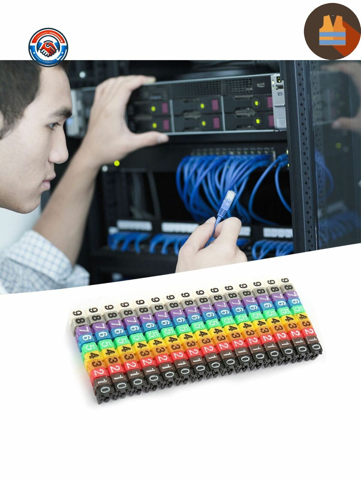 Трубка маркер для кабеля, цветная клипса-номерок из прочного пластика, набор 100-150 шт, система цветовой кодировки проводов, упрощает идентификацию и экономит время при монтаже
