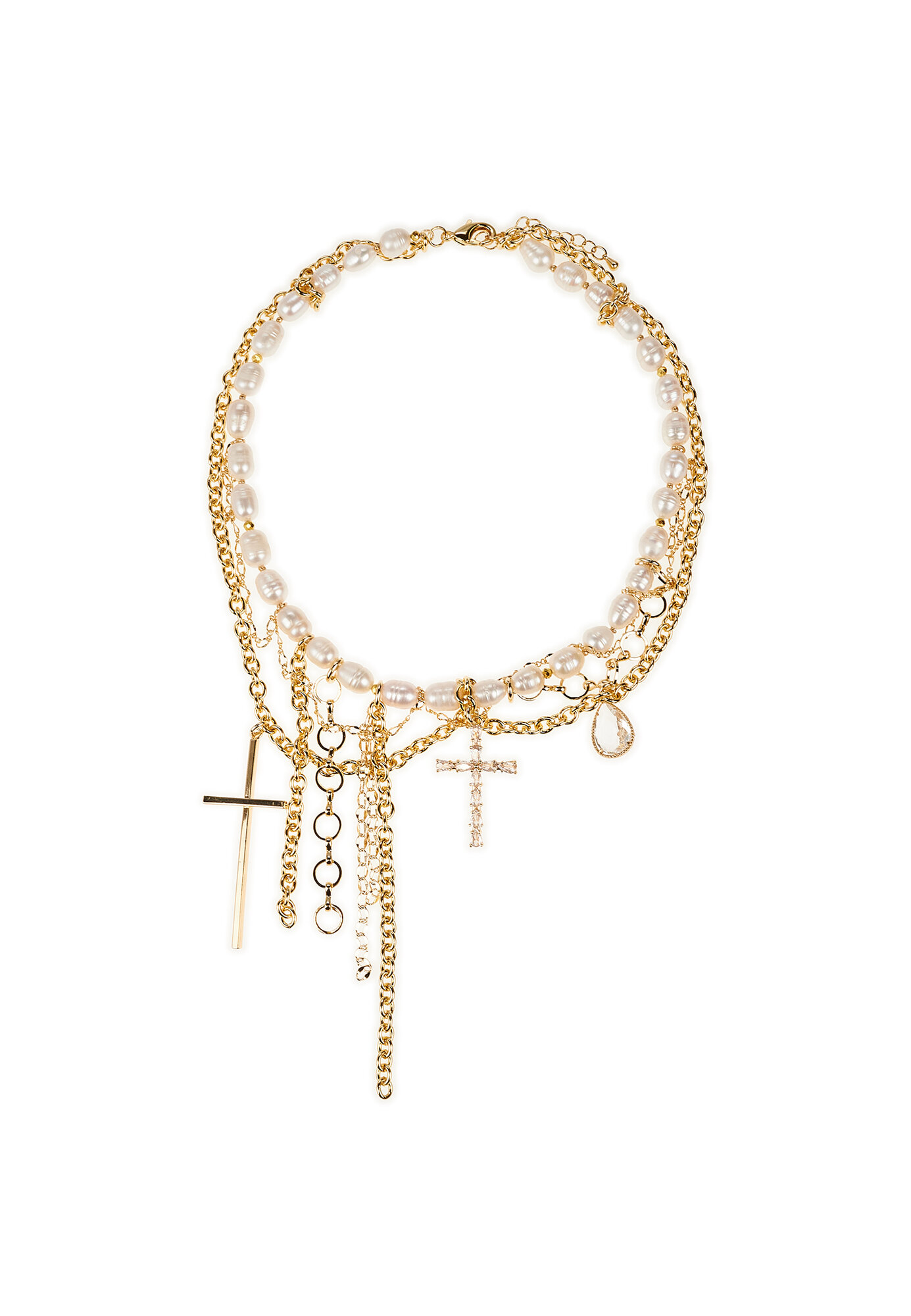 Колье, циркон, жемчуг барочный