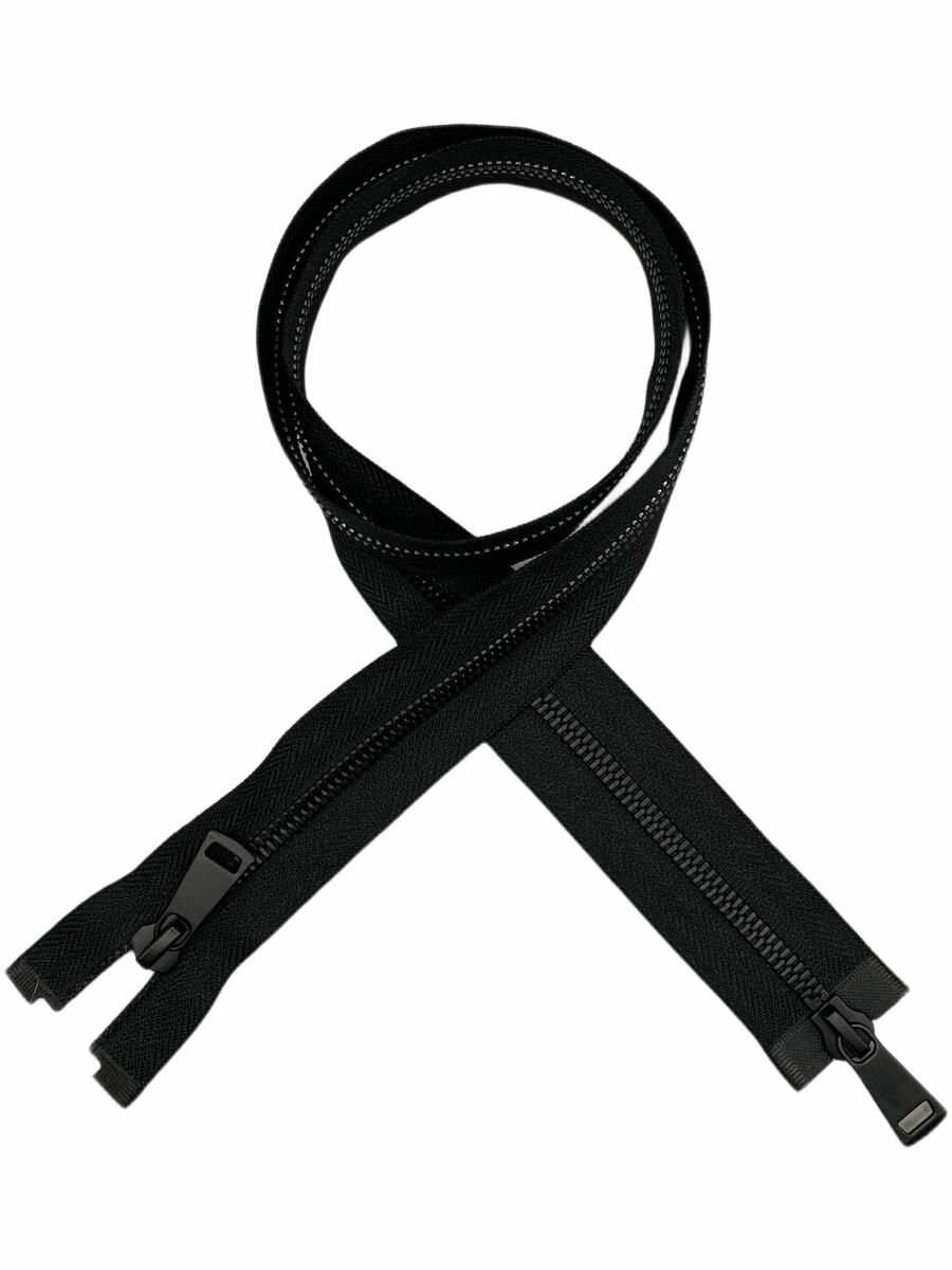 Молния металл,70см, тип 5, черный, зубья черный матовый металл,2 замка. Италия.1шт.