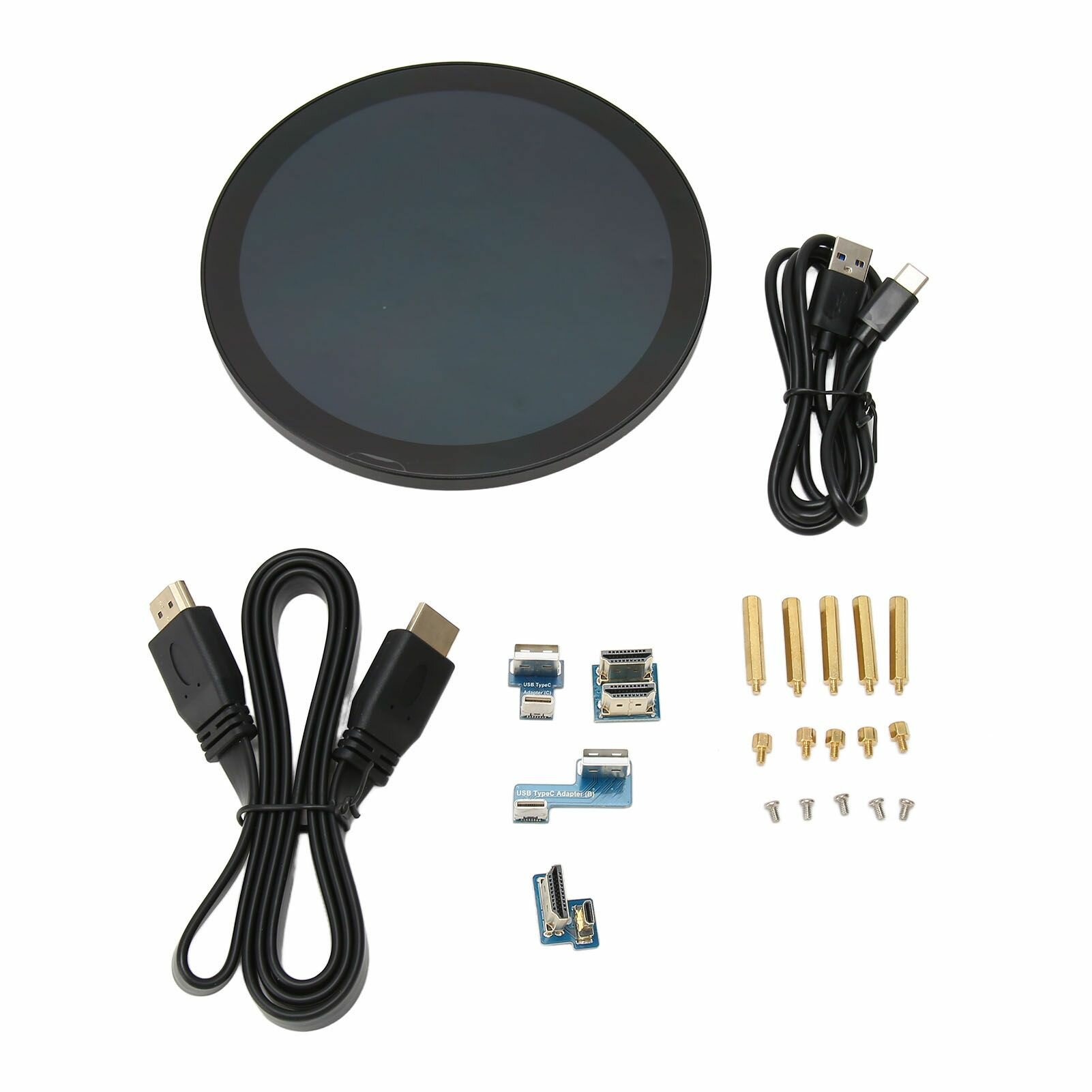 Дисплей круглый 5" IPS, сенсорный, 1080P, Type-C, для RasPi