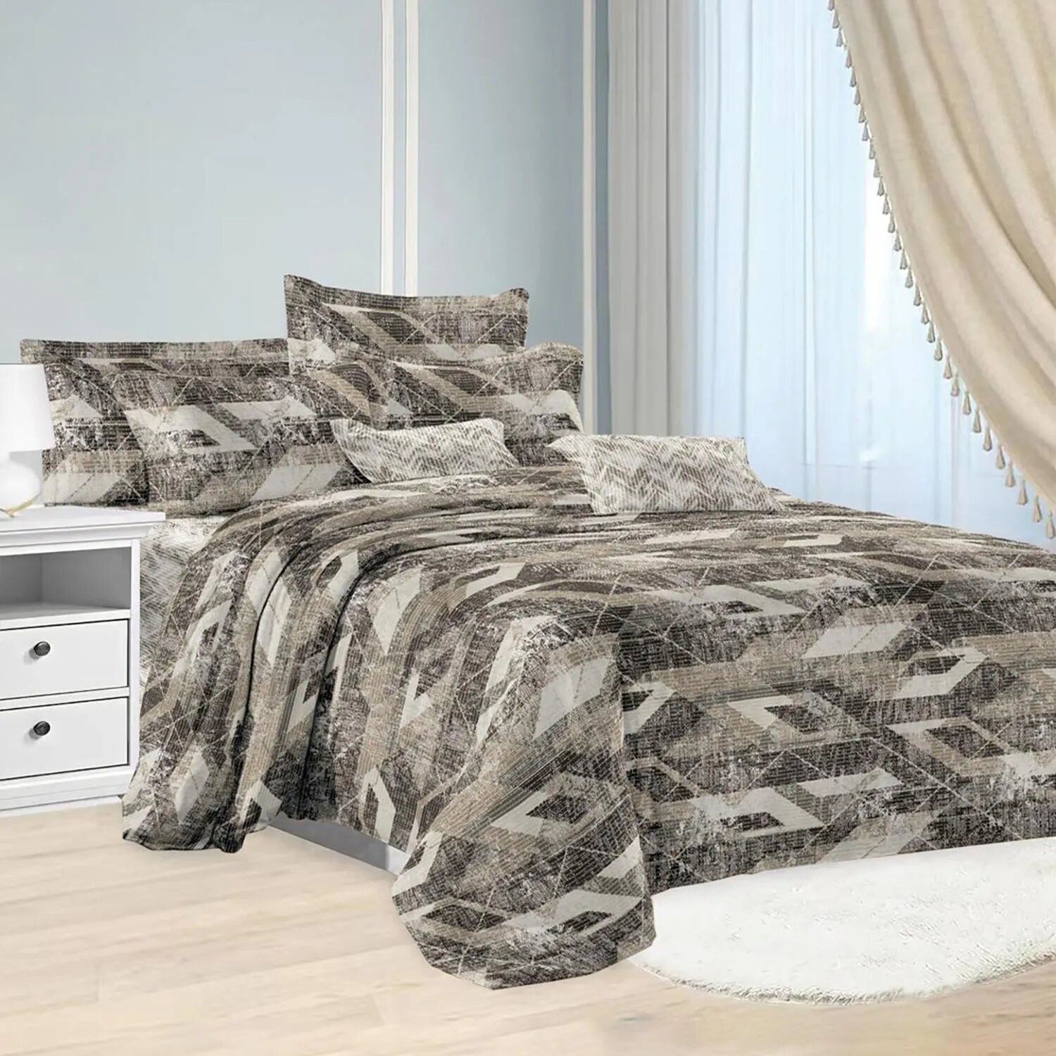 Постельное белье 1.5сп FELICITA микросат,(нав.70х70-2 шт)-1171 Гранит