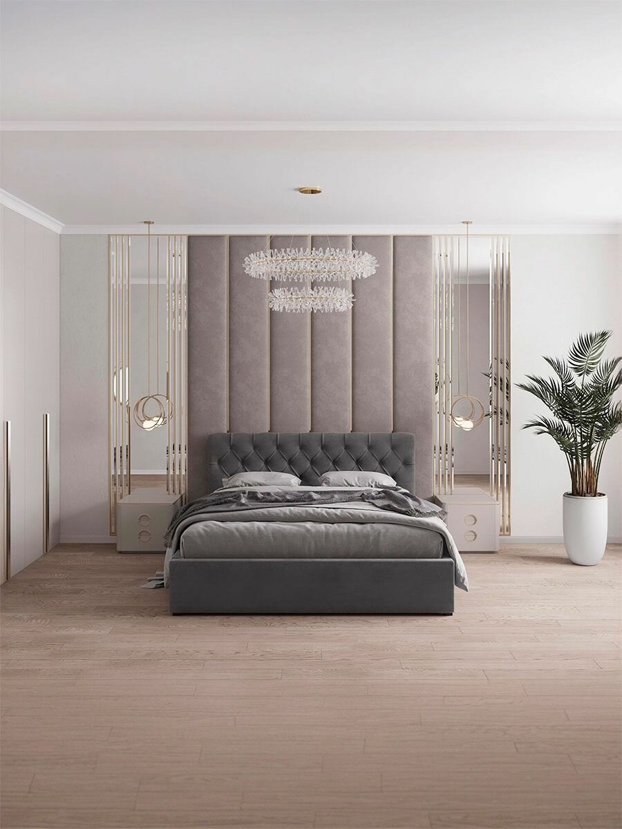 Кровать двуспальная 180х200 с подъемным механизмом, Венеция с мягким изголовьем для дома и спальни, ортопедическое основание, ящик для белья