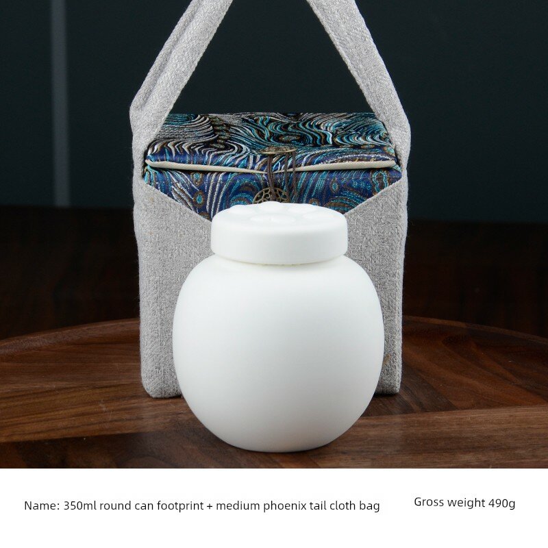 Керамическая банка для хранения с герметичной крышкой, влагонепроницаемая, белая, простая, круглая, для чая, коробка