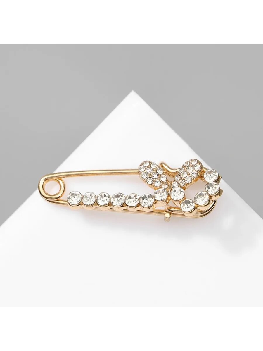 Элегантная булавка «Бабочка» белая в золоте, 4 см