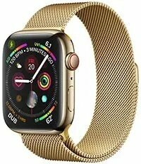 Ремешок для Apple Watch в корпусах 38/40/41/42 mm (любой версии и 42mm для 10 серии), цвет Золотой, ремешок миланская петля, металлический миланский браслет для умных часов Эпл Вотч