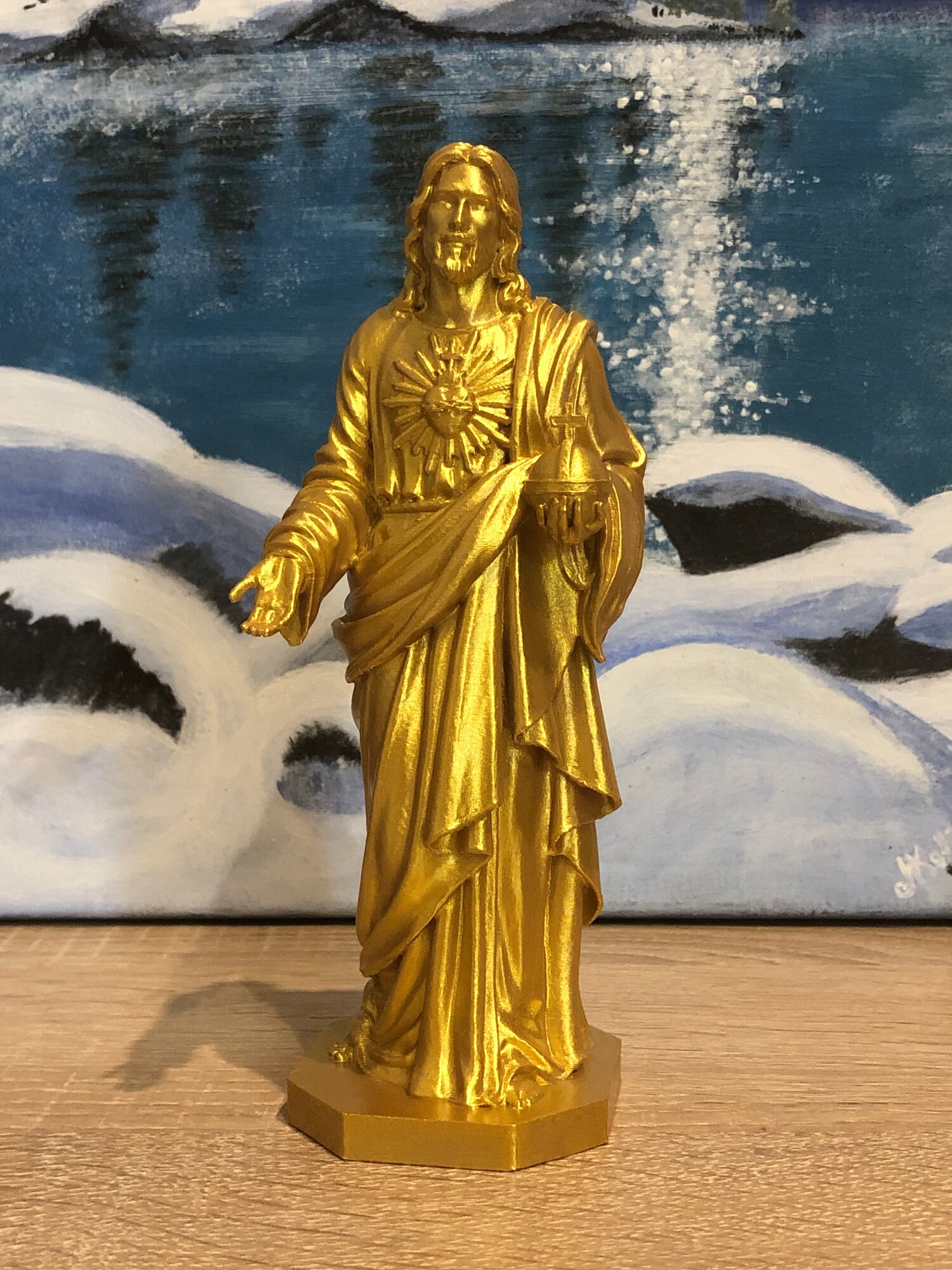 Статуэтка Иисуса Христа 18 см. под золото. эксклюзивная авторская ручная работа